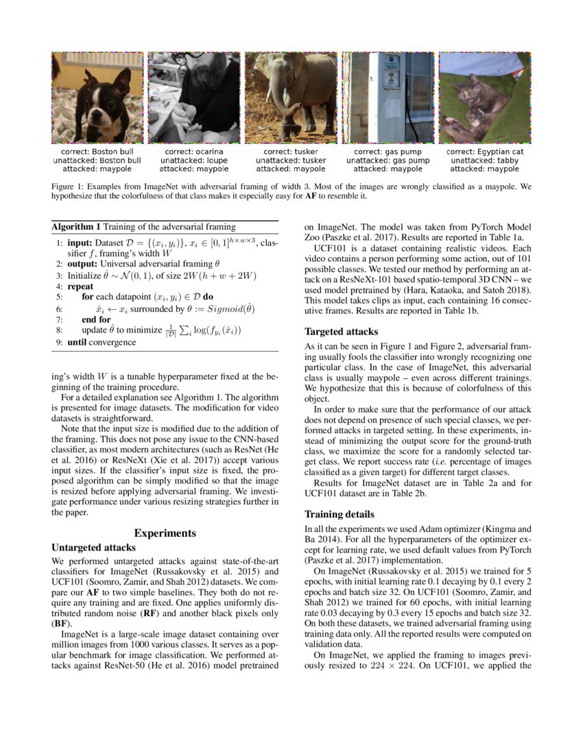 Adversarial Framing for Image and Video Classification | DeepAI