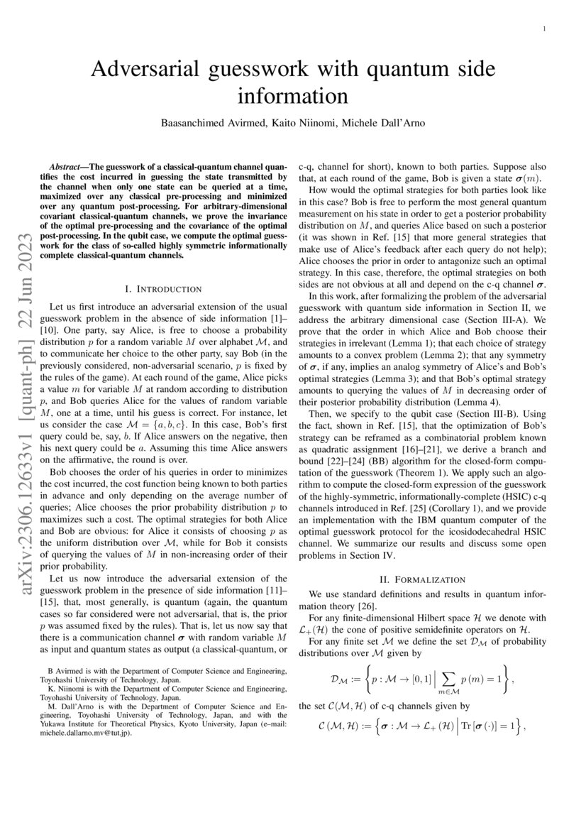 Adversarial guesswork with quantum side information | DeepAI