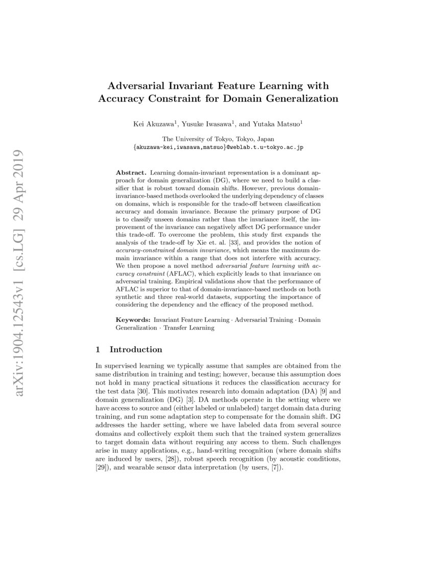 Adversarial Invariant Feature Learning With Accuracy Constraint For