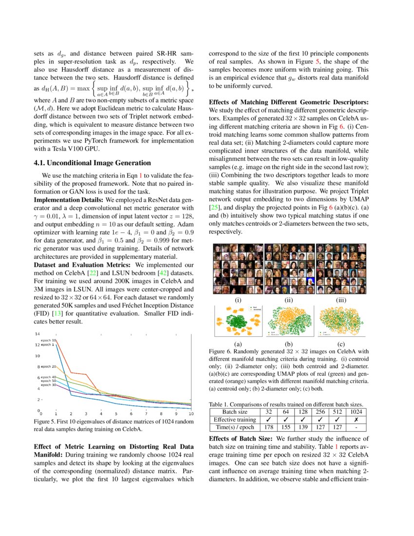 Adversarial Manifold Matching Via Deep Metric Learning For Generative
