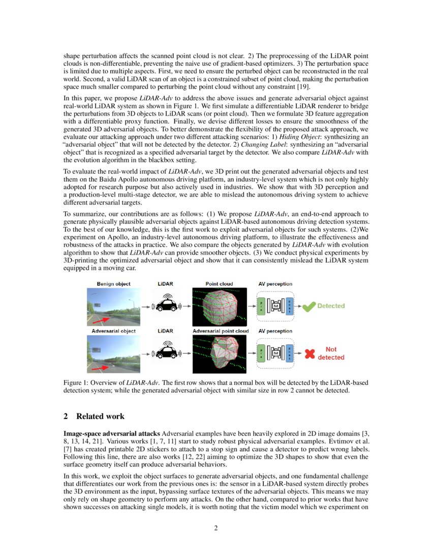 Adversarial Objects Against Lidar Based Autonomous Driving Systems Deepai
