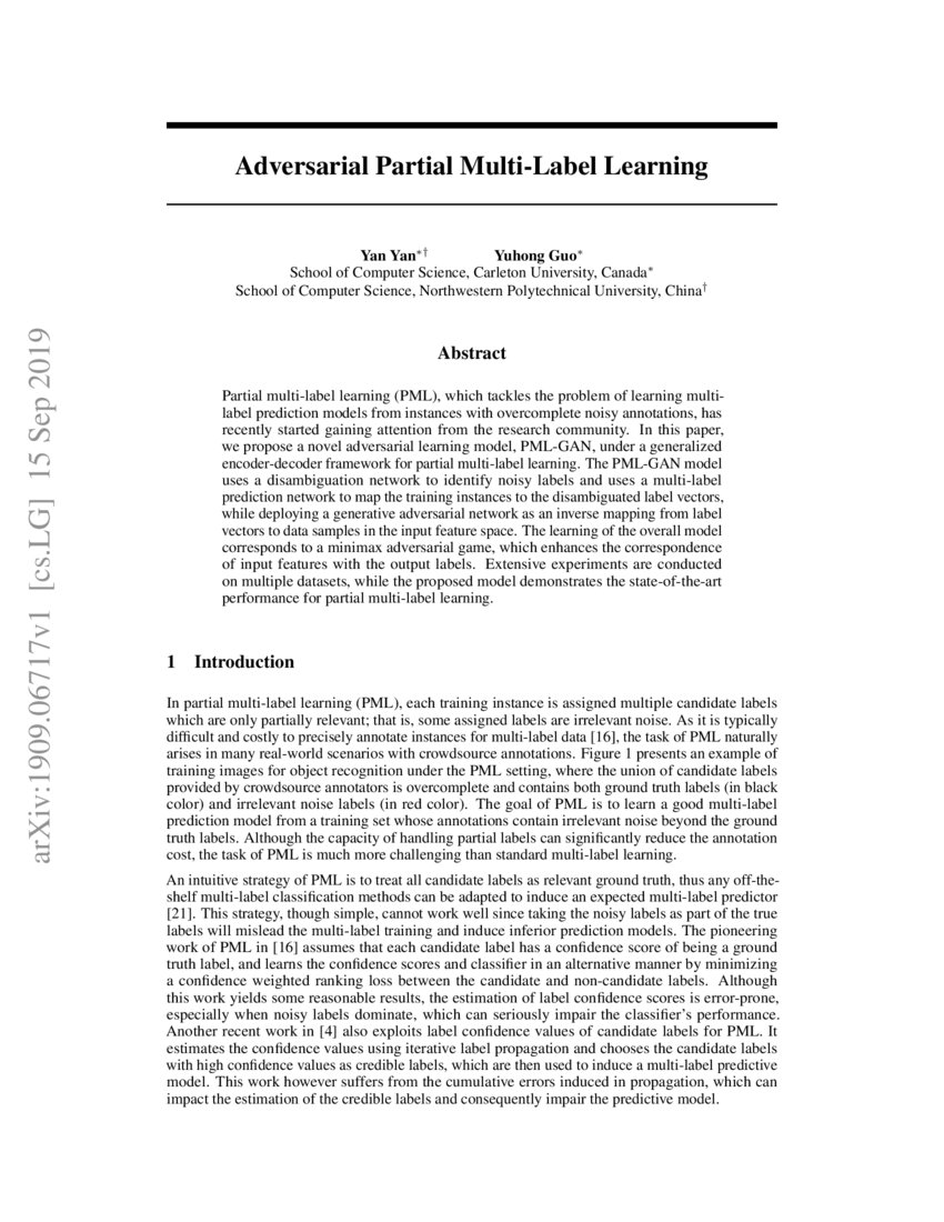 Adversarial Partial Multi-Label Learning | DeepAI
