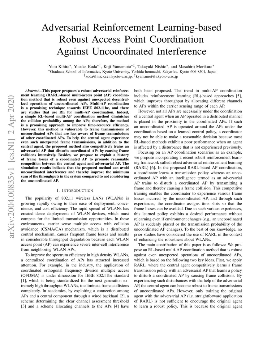 Adversarial Reinforcement Learning Based Robust Access Point Coordination Against Uncoordinated