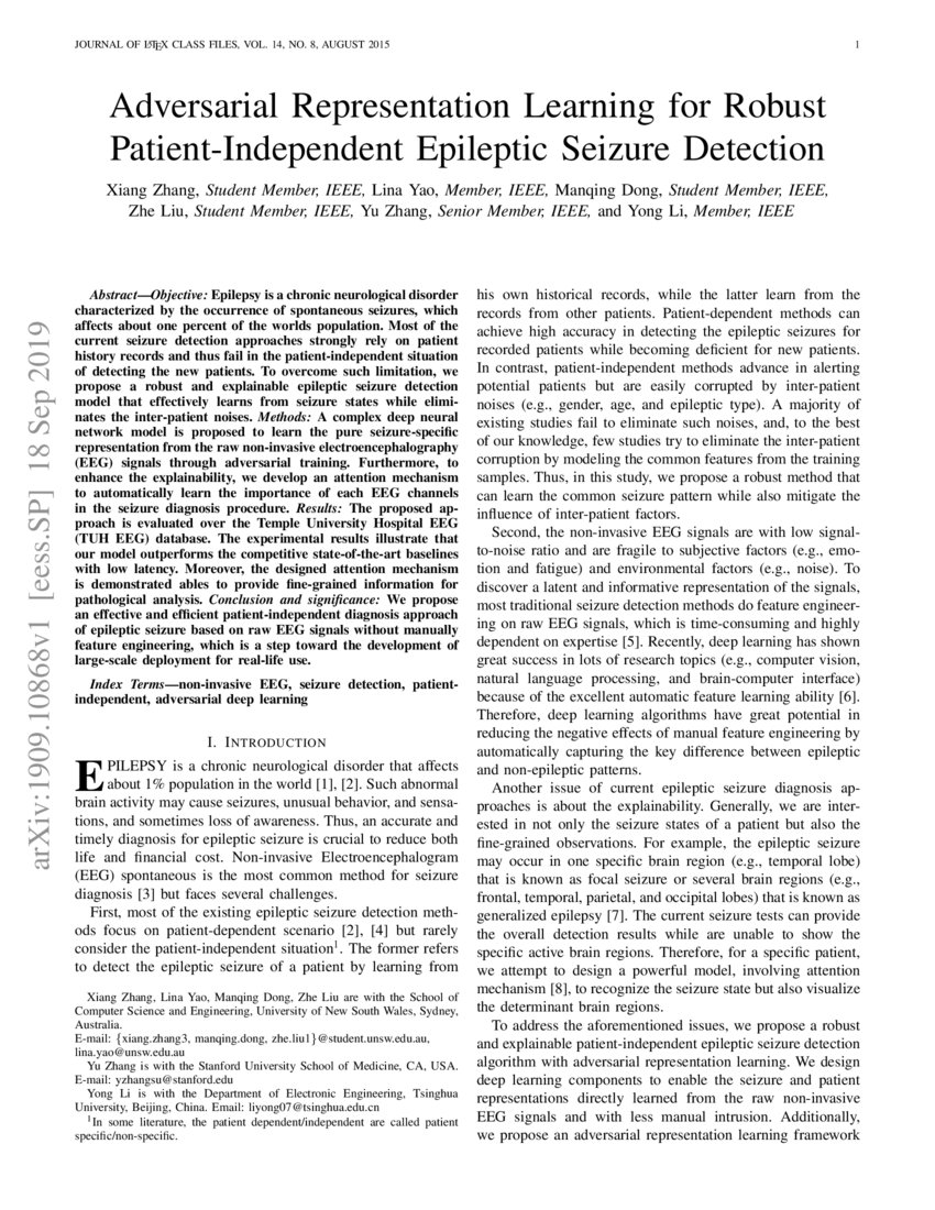 Adversarial Representation Learning for Robust Patient-Independent ... Adversarial Representation Learning for Robust Patient-Independent ...
