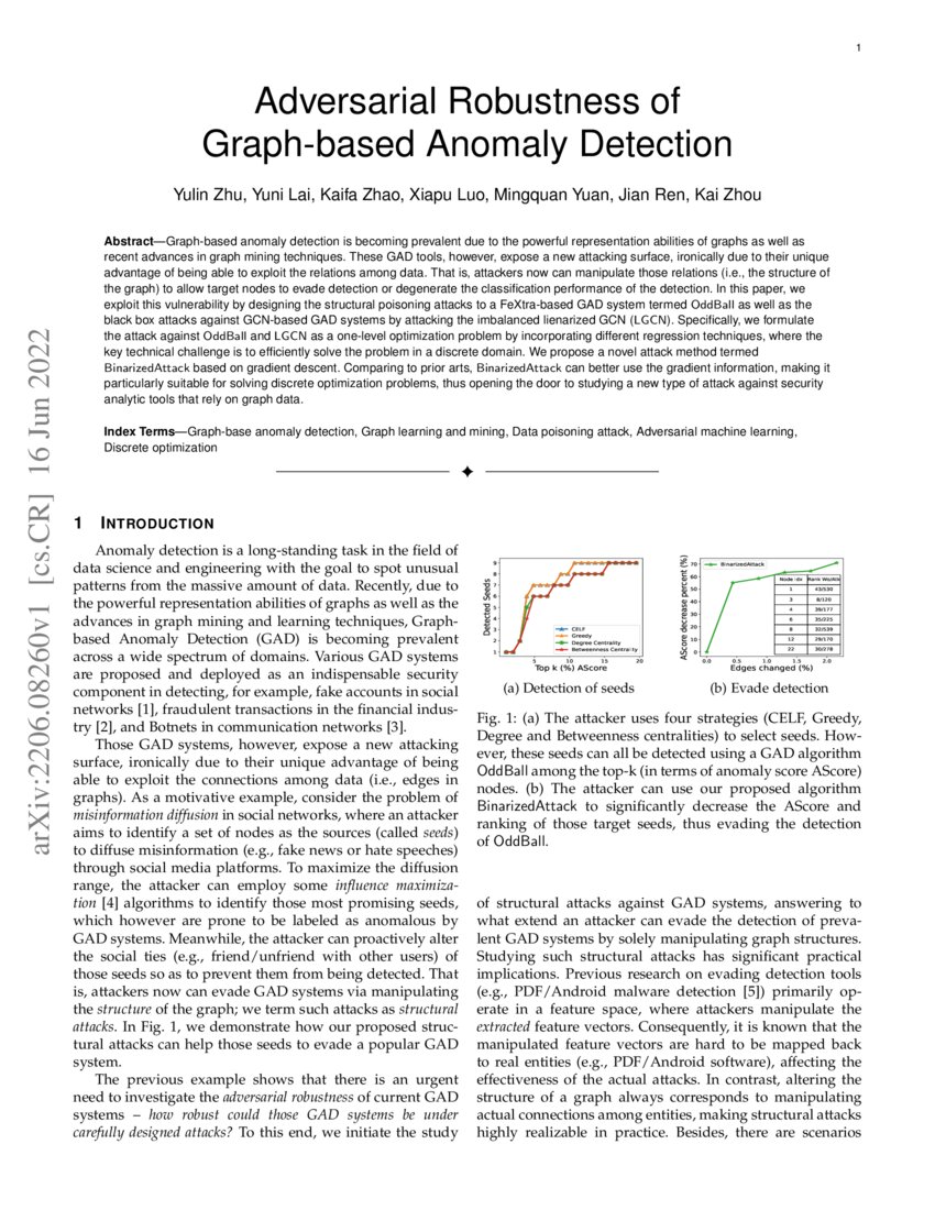 Adversarial Robustness of Graph-based Anomaly Detection | DeepAI