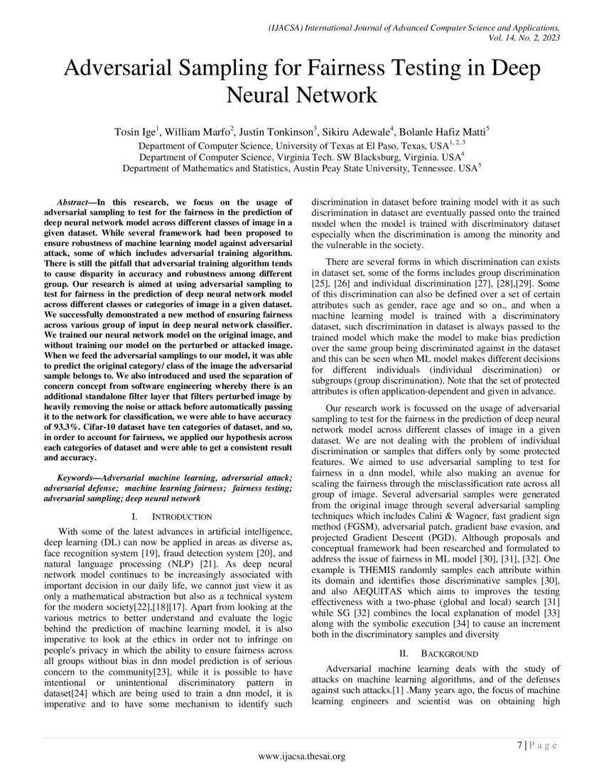 Adversarial Sampling For Fairness Testing In Deep Neural Network Deepai