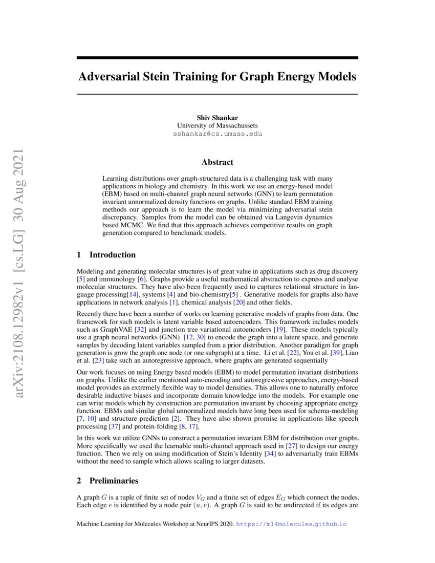 Adversarial Stein Training for Graph Energy Models | DeepAI