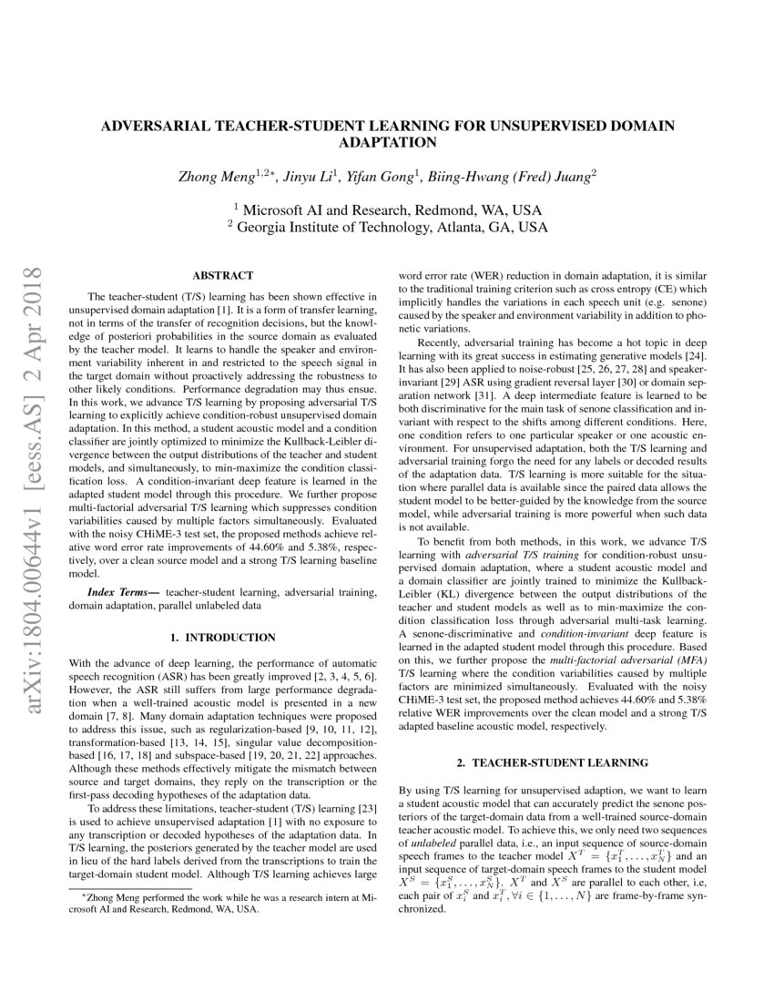 Adversarial Teacher-Student Learning for Unsupervised Domain Adaptation ...