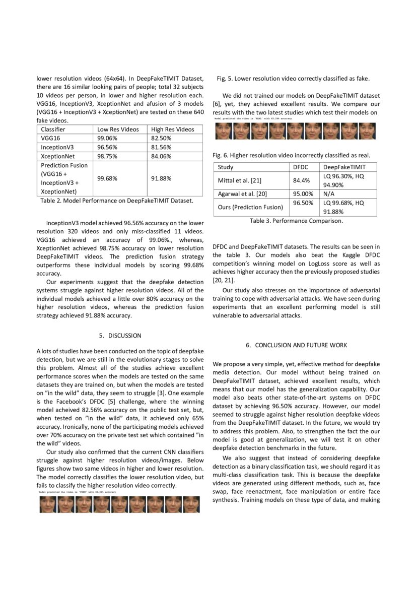 Adversarially Robust Deepfake Media Detection Using Fused Convolutional Neural Network