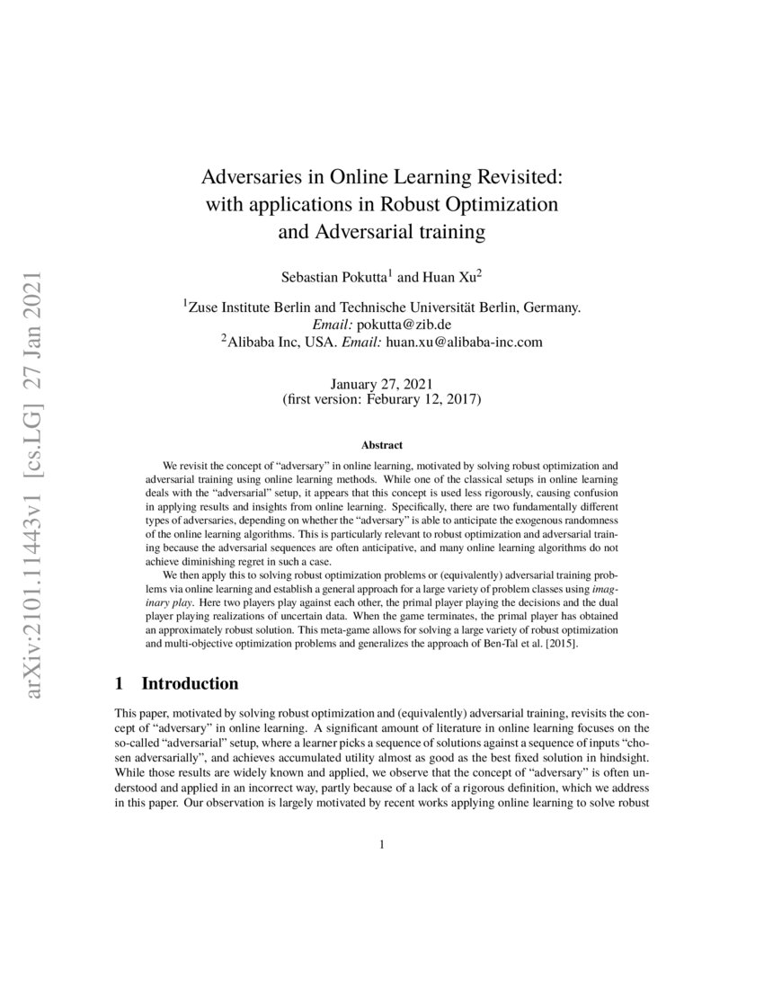 Adversaries in Online Learning Revisited: with applications in Robust ...