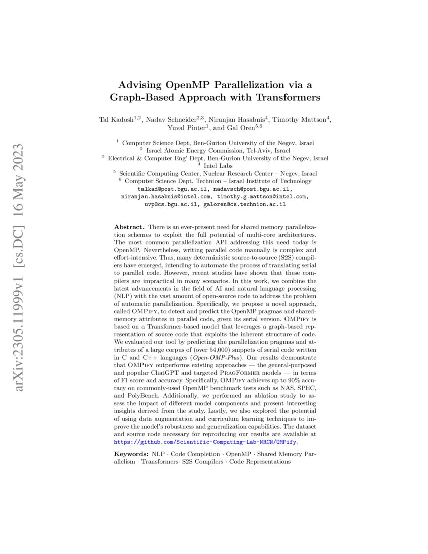 Advising Openmp Parallelization Via A Graph Based Approach With Transformers Deepai 