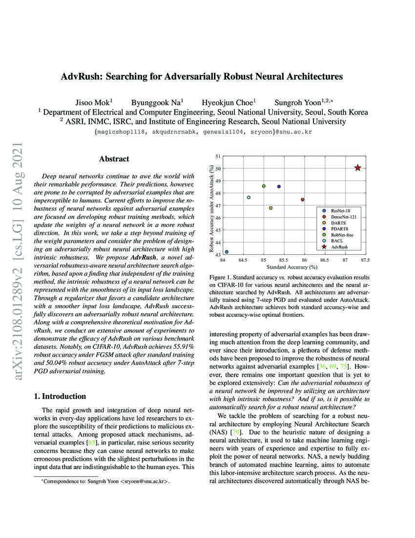 AdvRush: Searching for Adversarially Robust Neural Architectures | DeepAI
