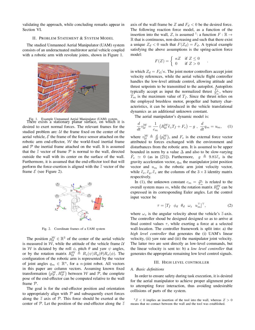 Aerial Manipulator Force Control Using Control Barrier Functions Deepai