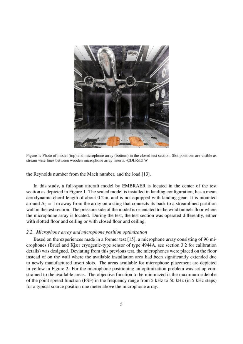 Aeroacoustic testing on a full aircraft model at high Reynolds numbers ...