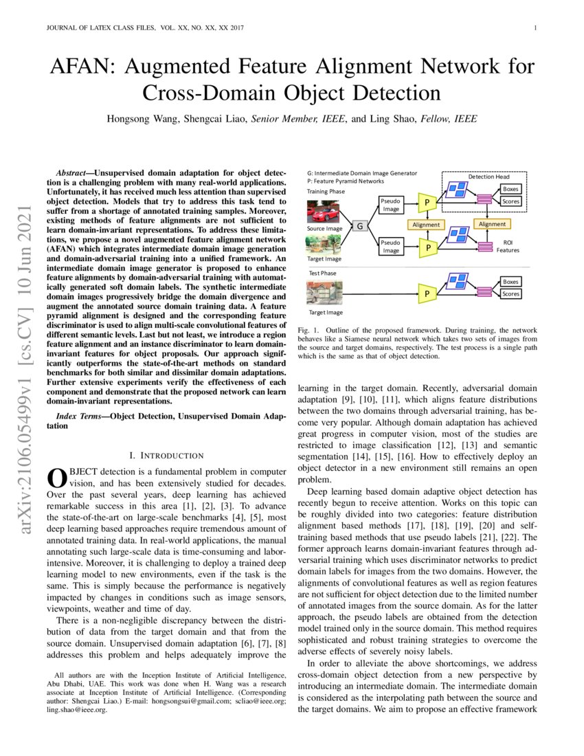 Afan Augmented Feature Alignment Network For Cross Domain Object Detection Deepai
