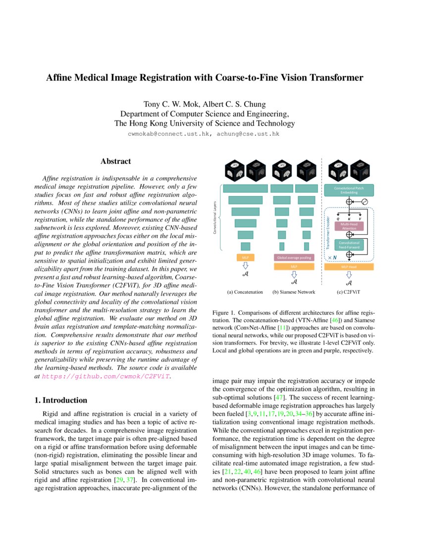 Affine Medical Image Registration with Coarse-to-Fine Vision ...
