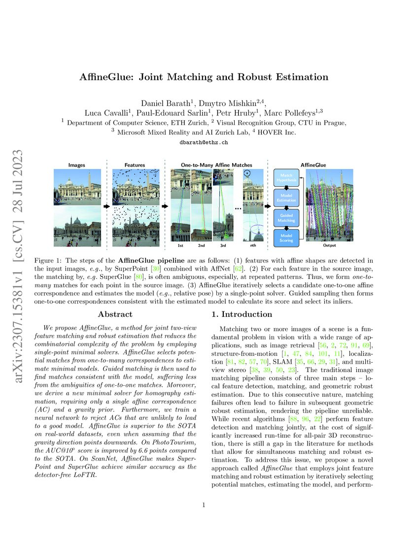 AffineGlue: Joint Matching and Robust Estimation | DeepAI