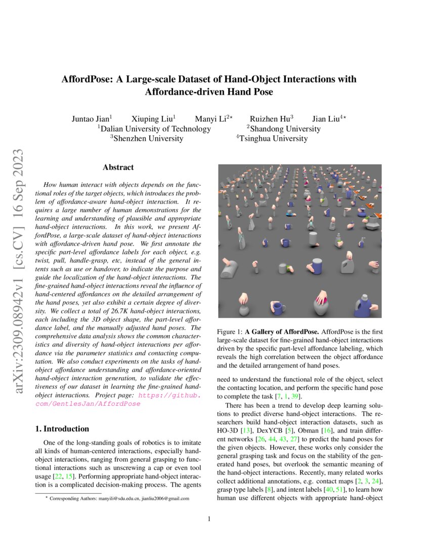 Affordpose A Large Scale Dataset Of Hand Object Interactions With Affordance Driven Hand Pose
