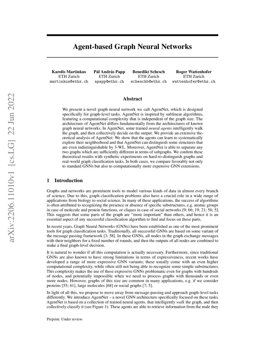 Agent-based Graph Neural Networks | DeepAI