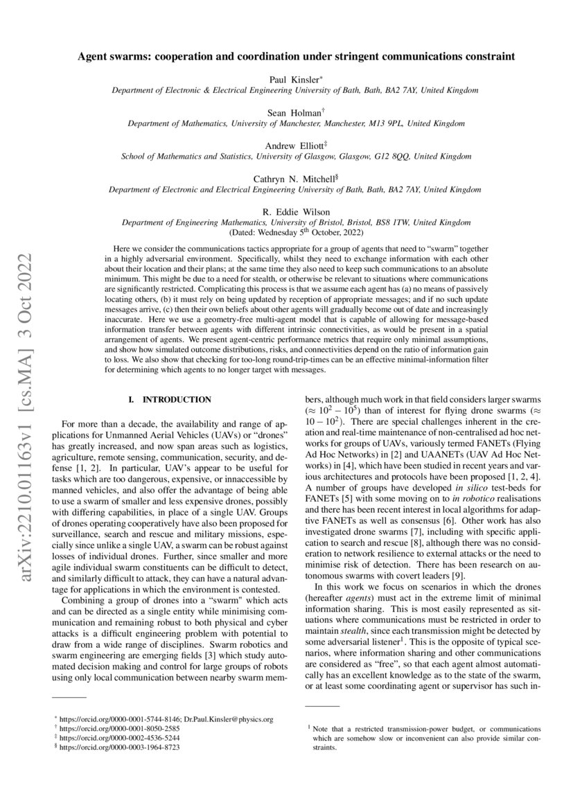 Agent Swarms Cooperation And Coordination Under Stringent