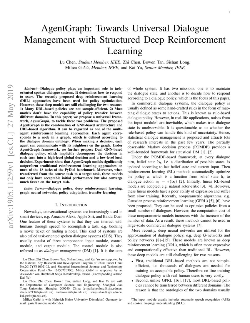 AgentGraph: Towards Universal Dialogue Management with Structured Deep ...