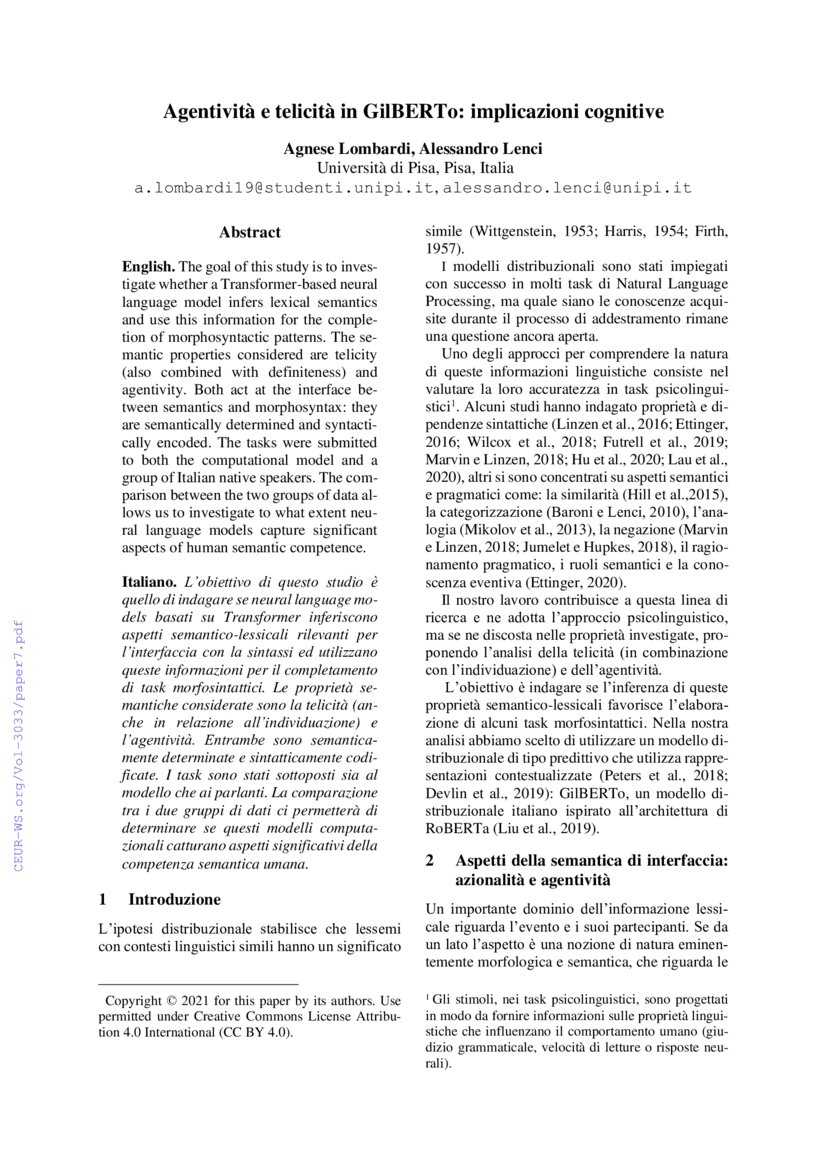 Agentività E Telicità In Gilberto Implicazioni Cognitive Deepai