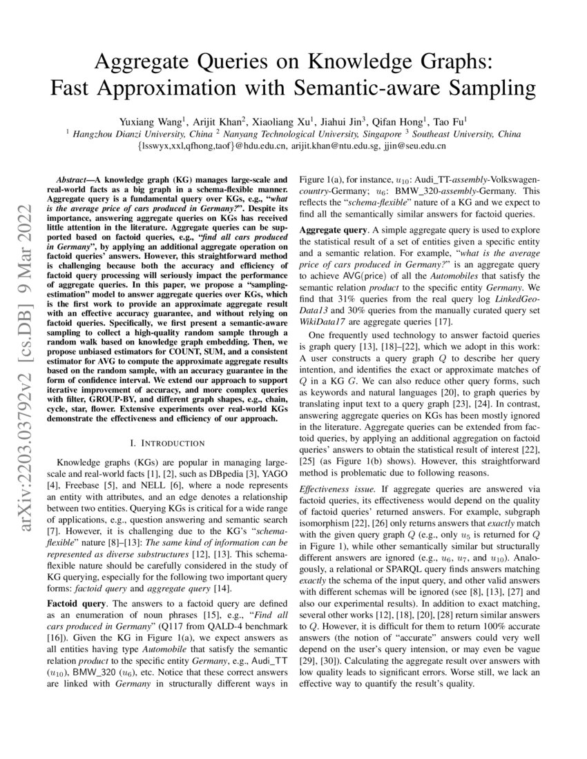 Aggregate Queries On Knowledge Graphs Fast Approximation With Semantic Aware Sampling Deepai 7634