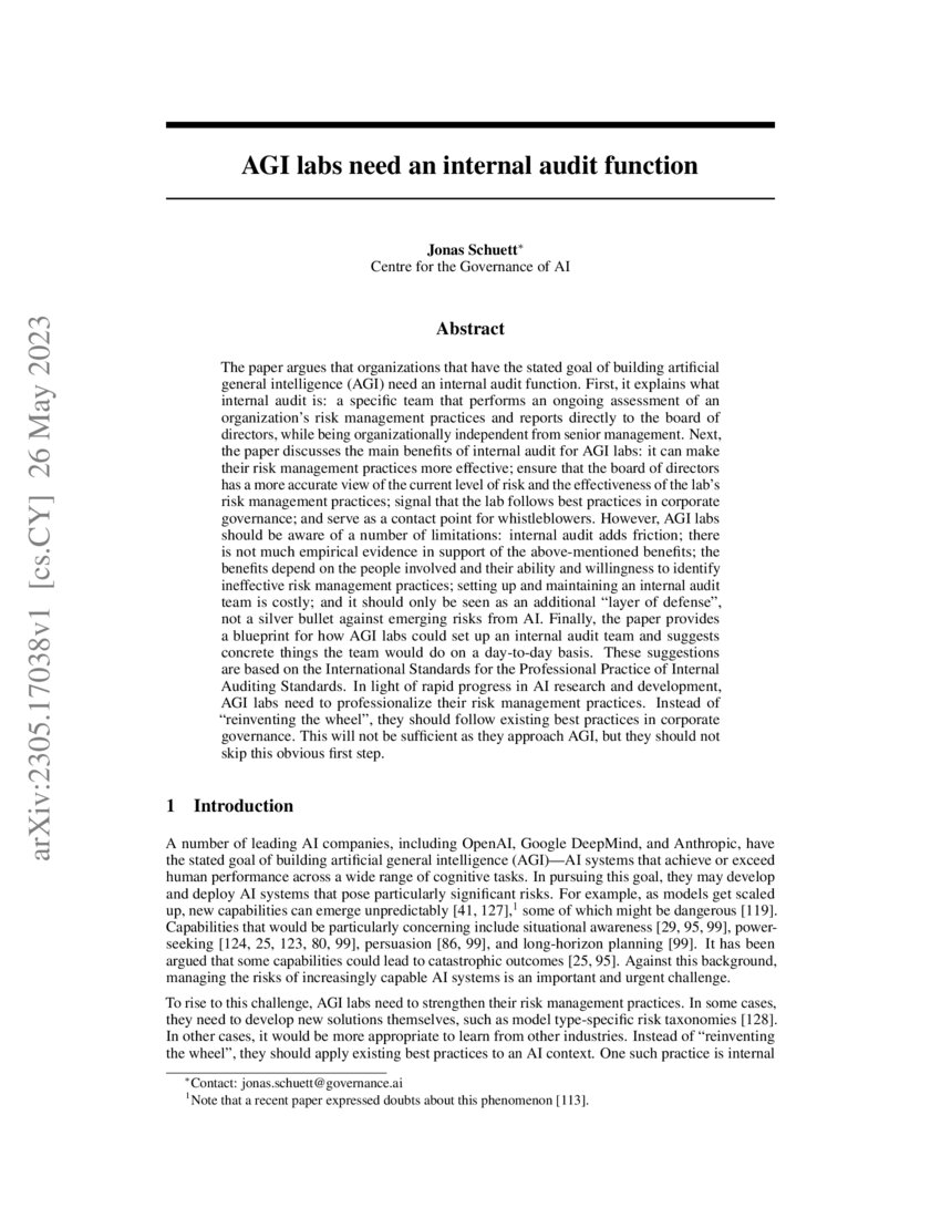 AGI labs need an internal audit function | DeepAI