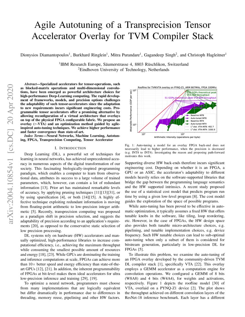 Agile Autotuning Of A Transprecision Tensor Accelerator Overlay For Tvm Compiler Stack Deepai
