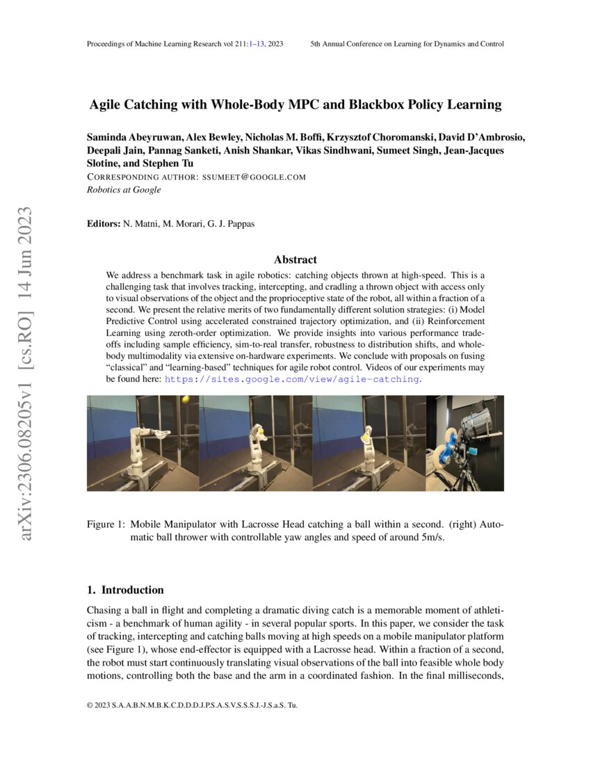 Agile Catching with Whole-Body MPC and Blackbox Policy Learning | DeepAI