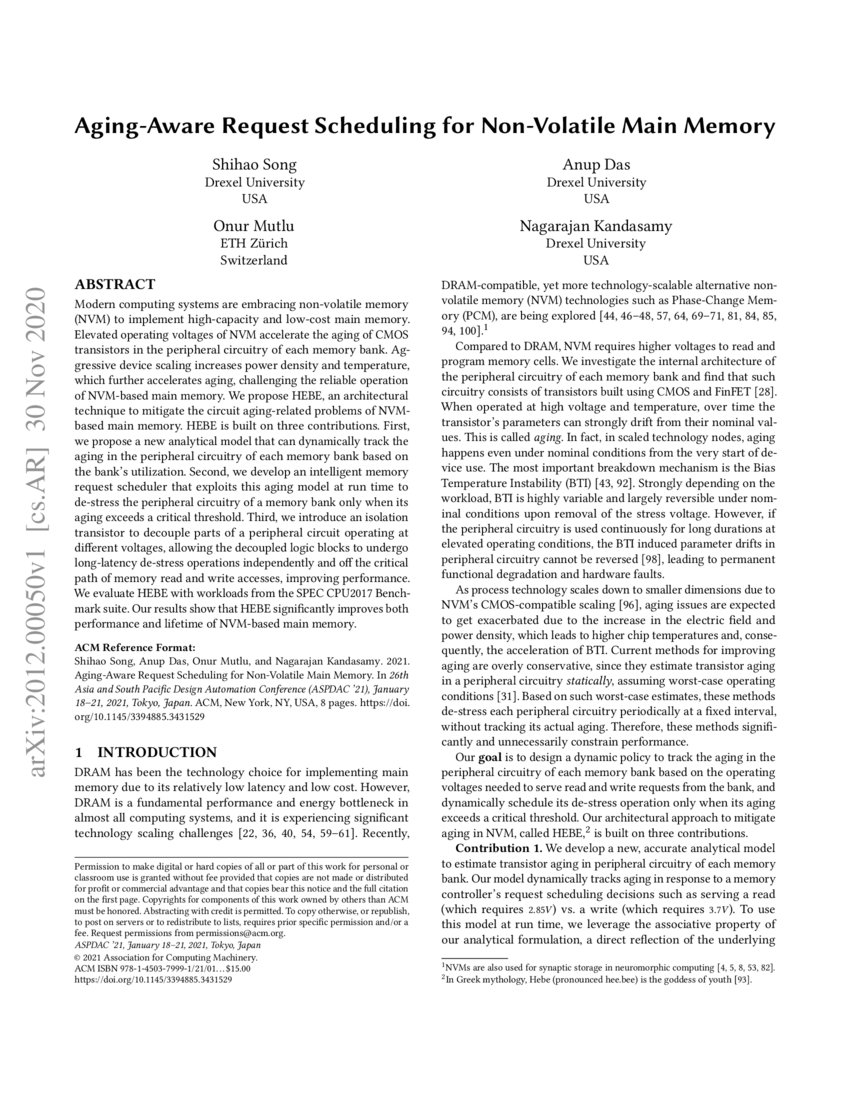 Aging Aware Request Scheduling For Non Volatile Main Memory Deepai 