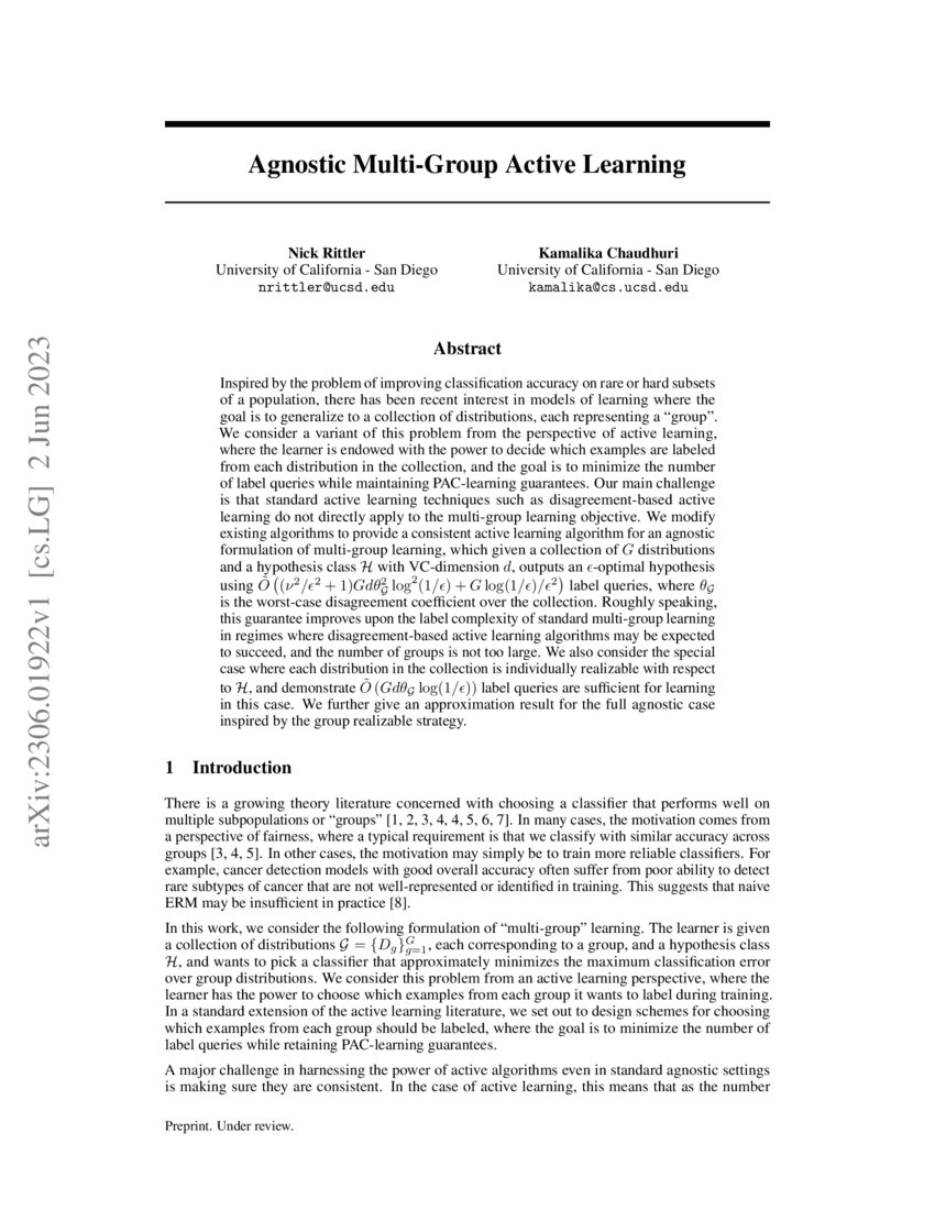 Agnostic Multi-Group Active Learning | DeepAI