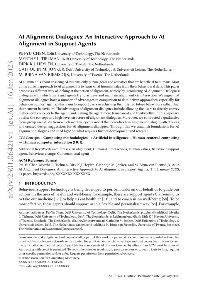 AI Alignment Dialogues: An Interactive Approach to AI Alignment in Support Agents | DeepAI