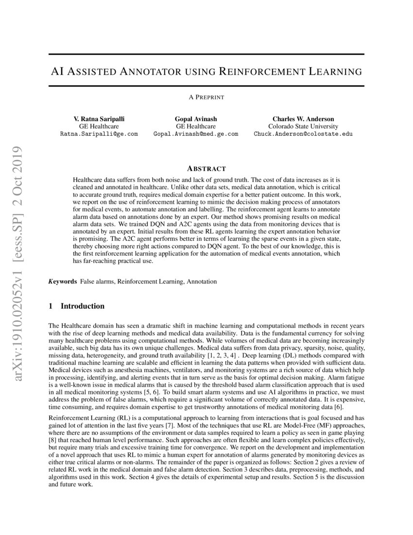 Ai Assisted Annotator Using Reinforcement Learning Deepai