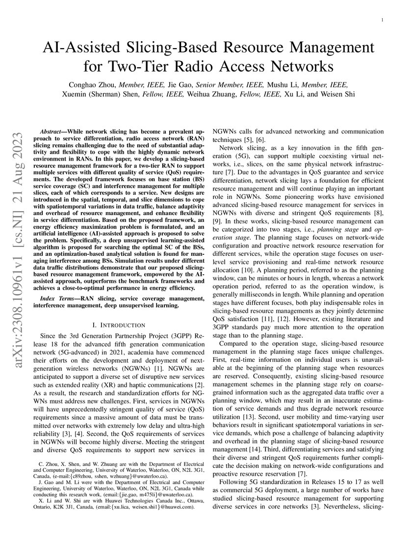 Ai Assisted Slicing Based Resource Management For Two Tier Radio Access Networks Deepai