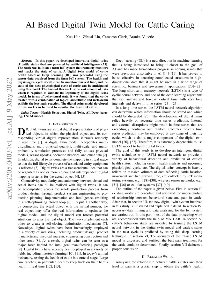 AI Based Digital Twin Model for Cattle Caring | DeepAI