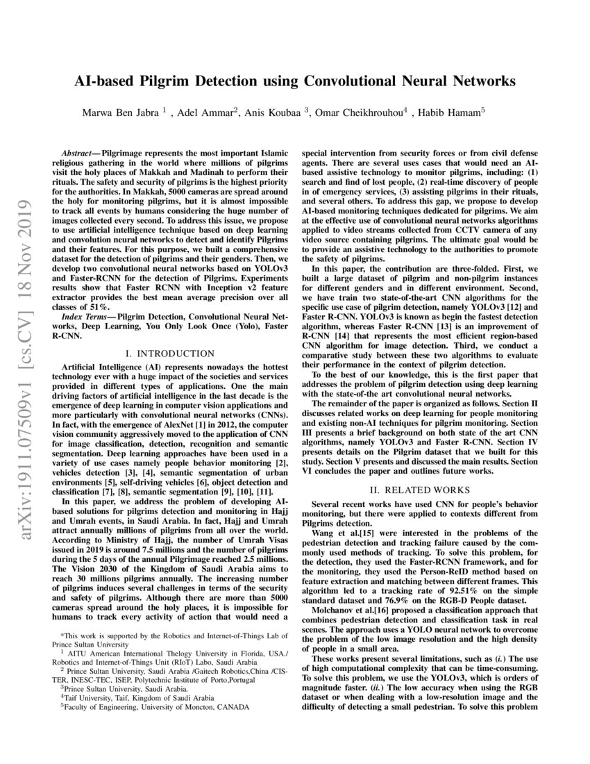 AI-based Pilgrim Detection using Convolutional Neural Networks | DeepAI