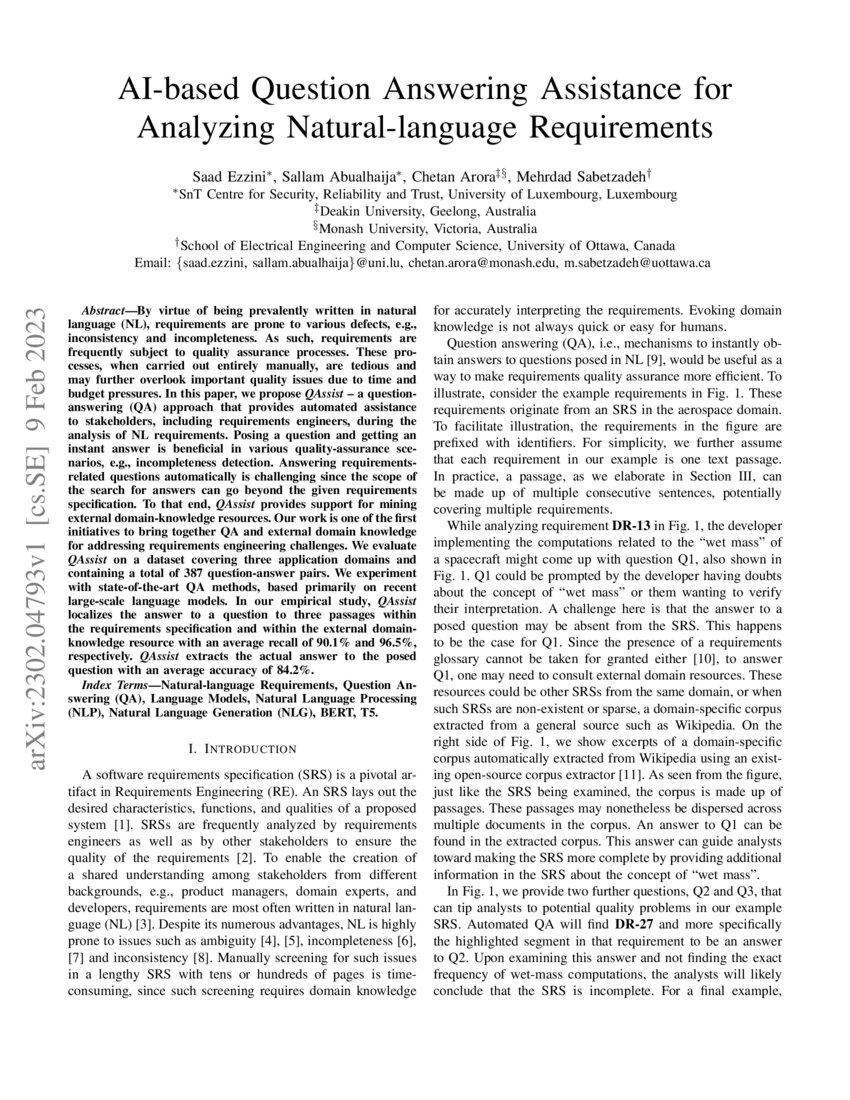 AI-based Question Answering Assistance for Analyzing Natural-language ...