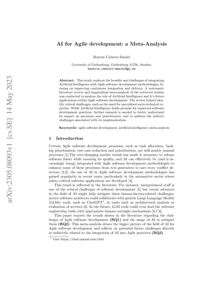 AI for Agile development: a Meta-Analysis | DeepAI