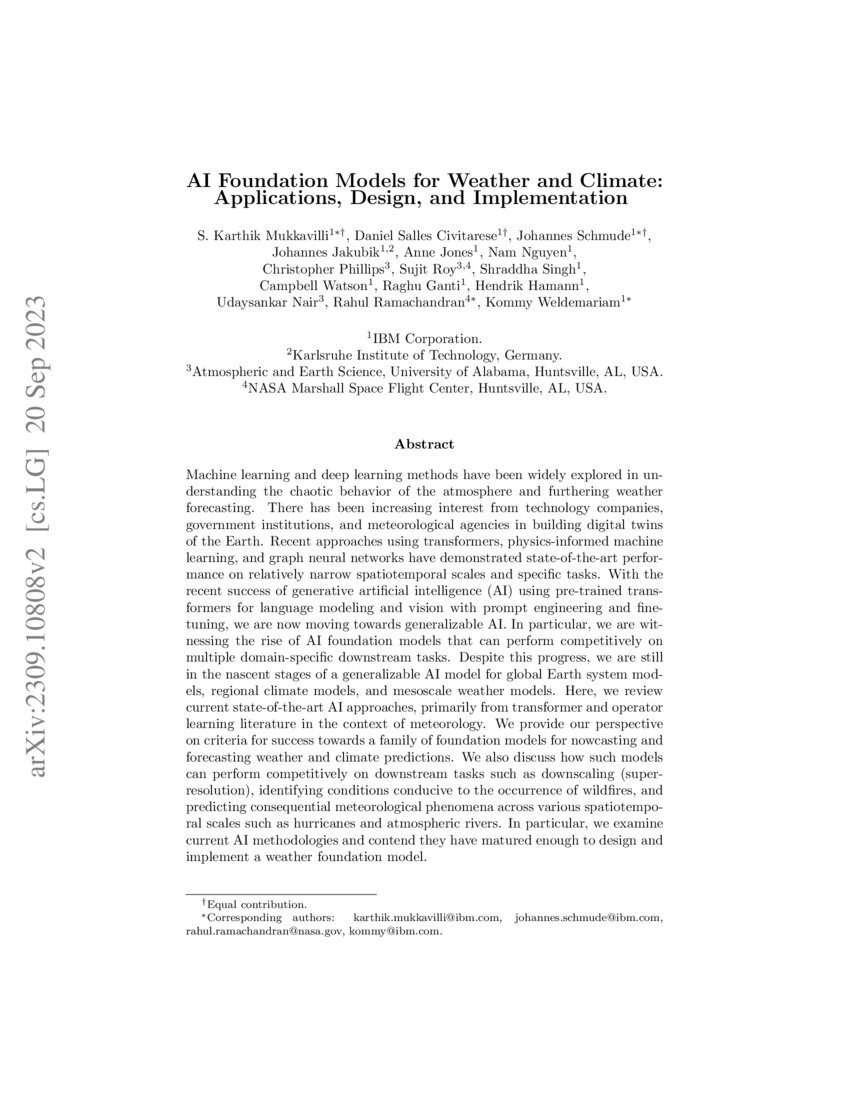 AI Foundation Models for Weather and Climate: Applications, Design, and ...