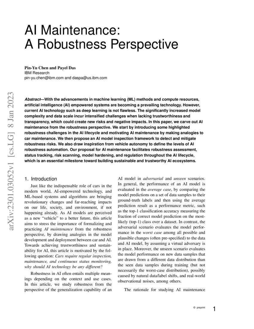 AI Maintenance: A Robustness Perspective | DeepAI