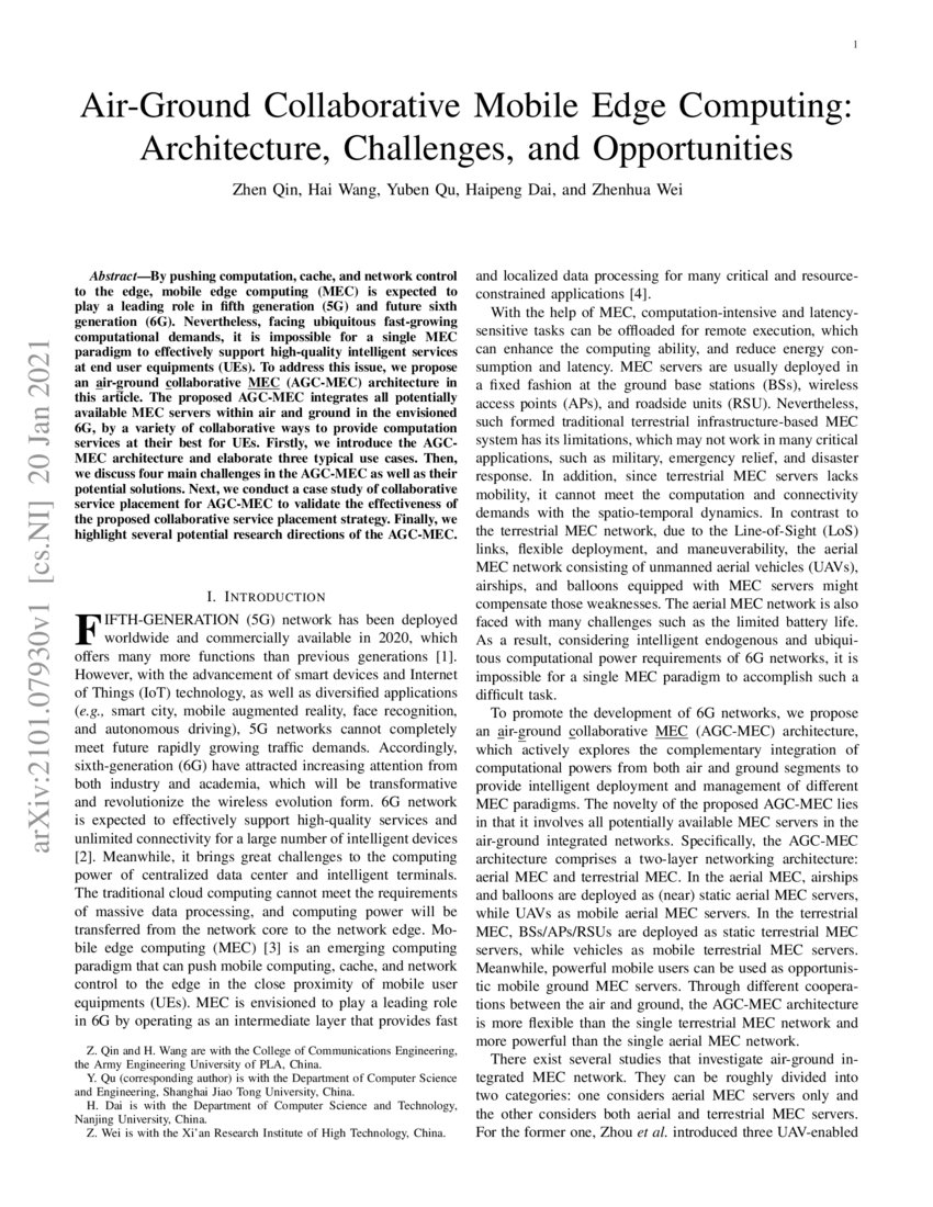 Air-Ground Collaborative Mobile Edge Computing: Architecture ...