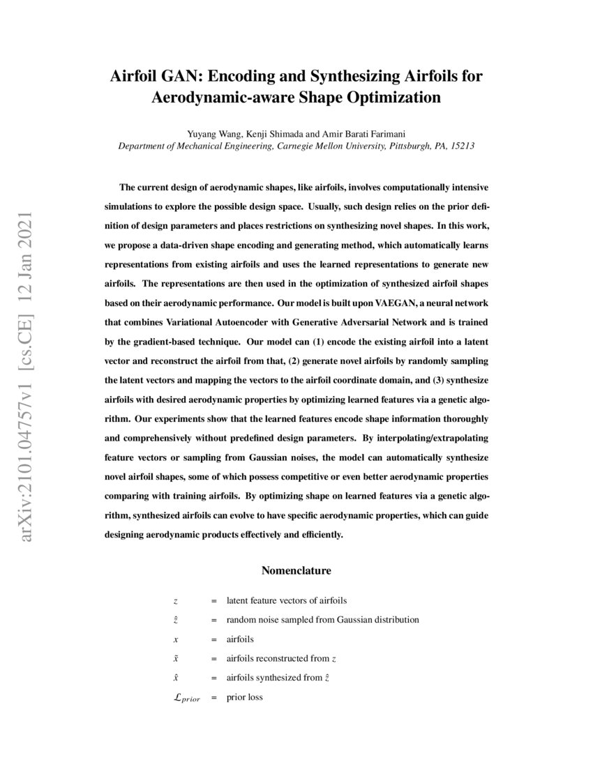 Airfoil GAN: Encoding and Synthesizing Airfoils forAerodynamic-aware ...