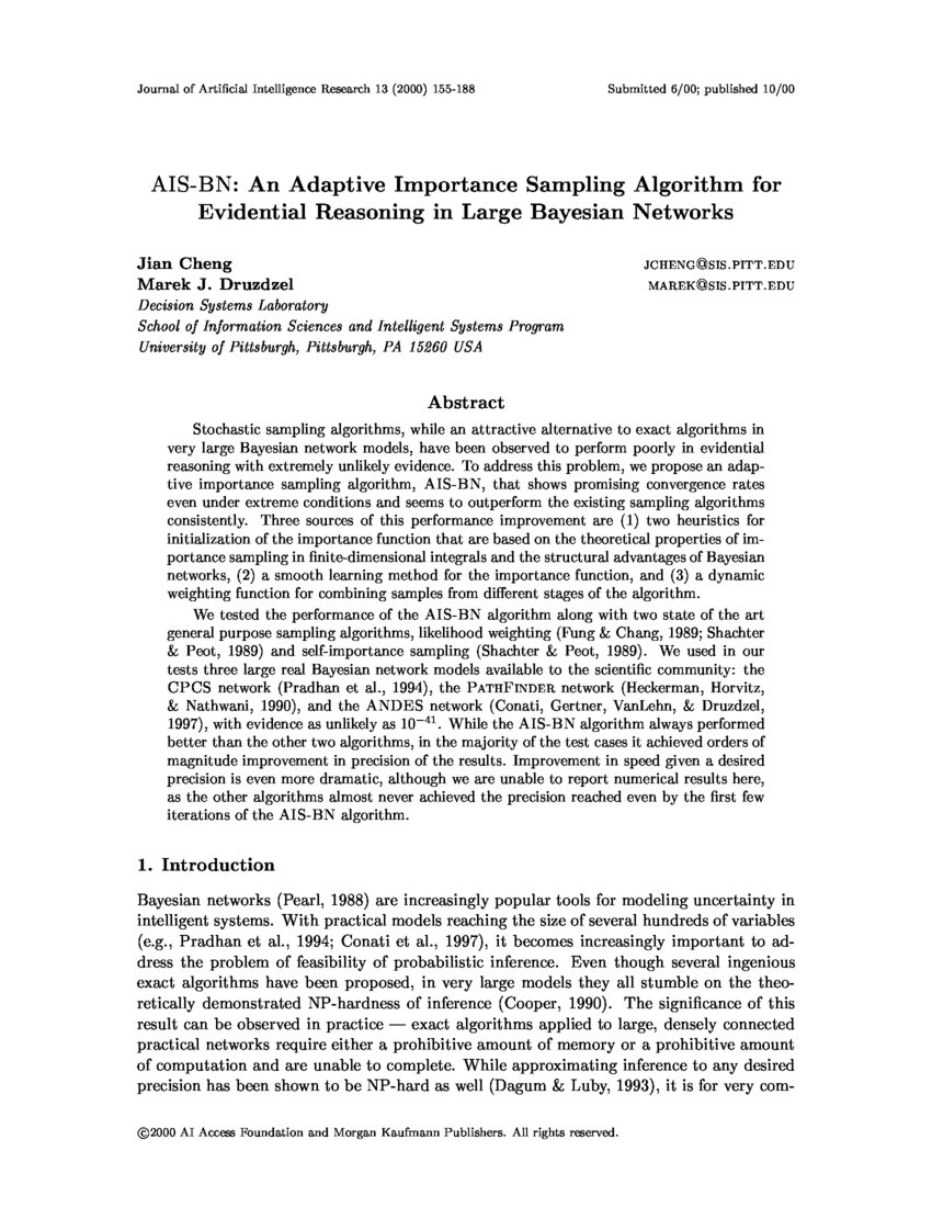 Ais Bn An Adaptive Importance Sampling Algorithm For Evidential Reasoning In Large Bayesian