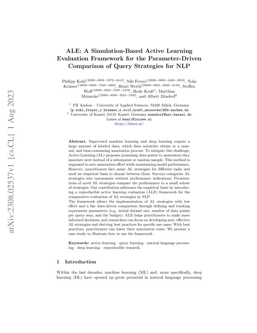 Ale A Simulation Based Active Learning Evaluation Framework For The