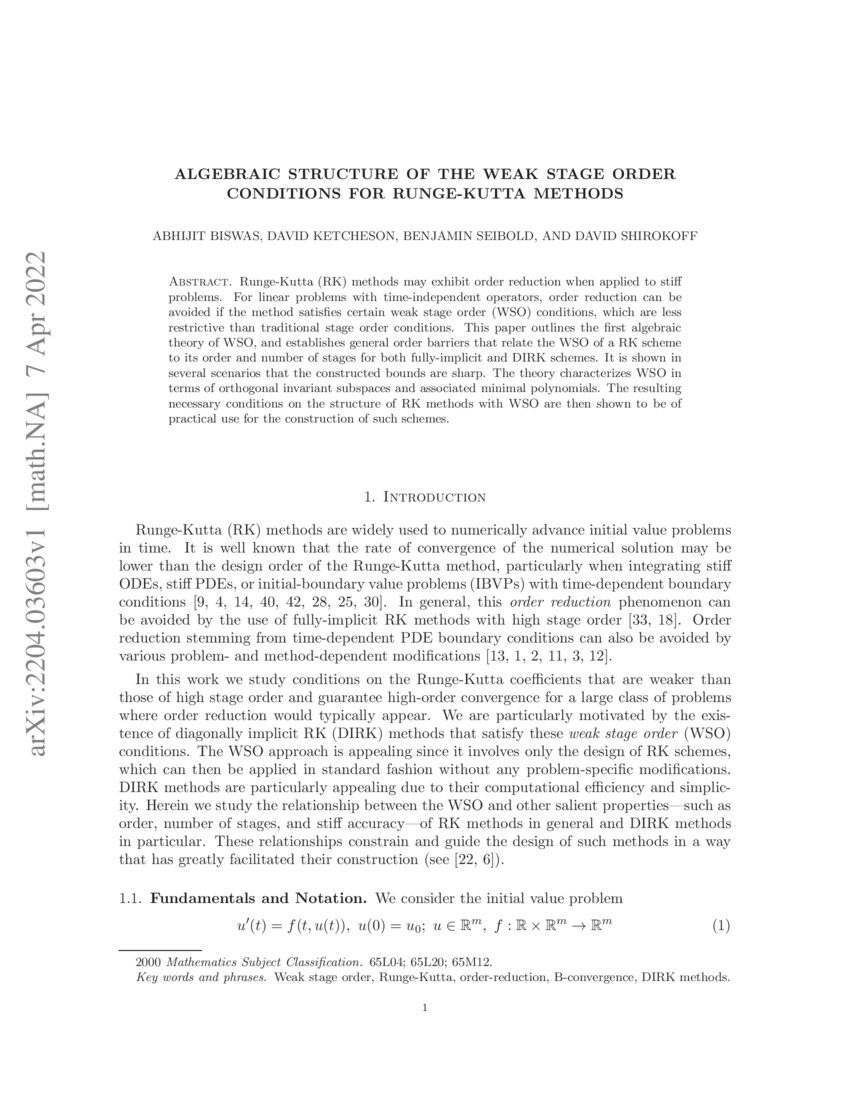 Algebraic Structure Of The Weak Stage Order Conditions For Runge Kutta