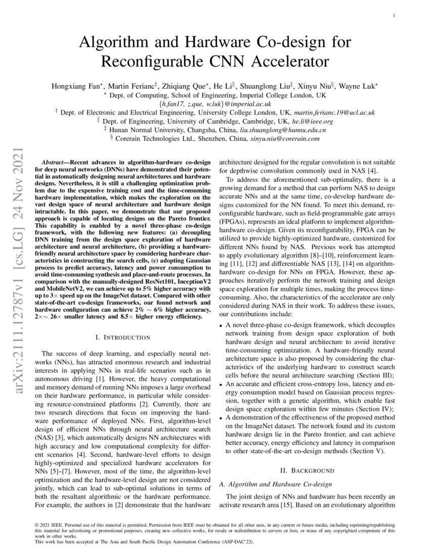 Algorithm And Hardware Co Design For Reconfigurable Cnn Accelerator Deepai