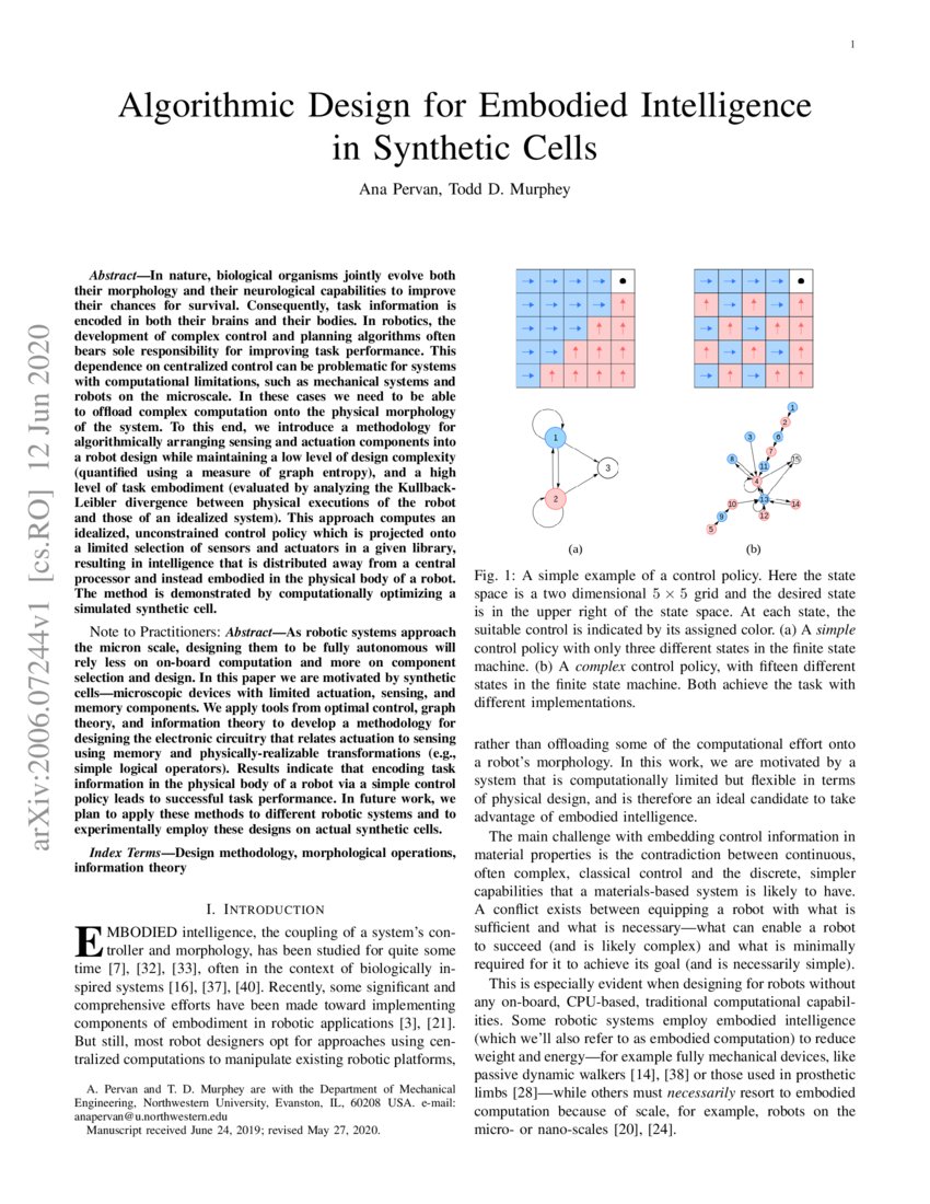 Algorithmic Design for Embodied Intelligence in Synthetic Cells | DeepAI