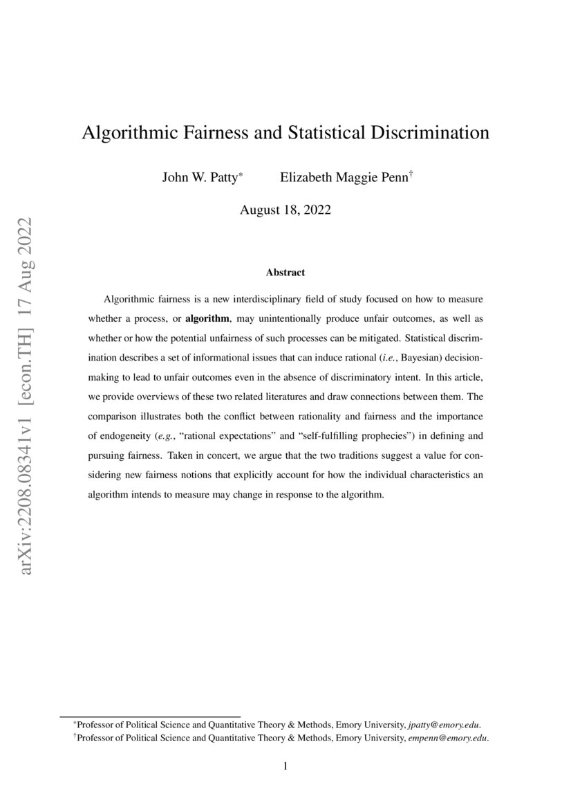 Algorithmic Fairness and Statistical Discrimination | DeepAI