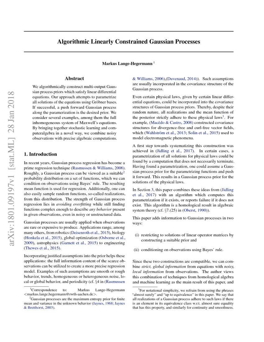 Algorithmic Linearly Constrained Gaussian Processes Deepai